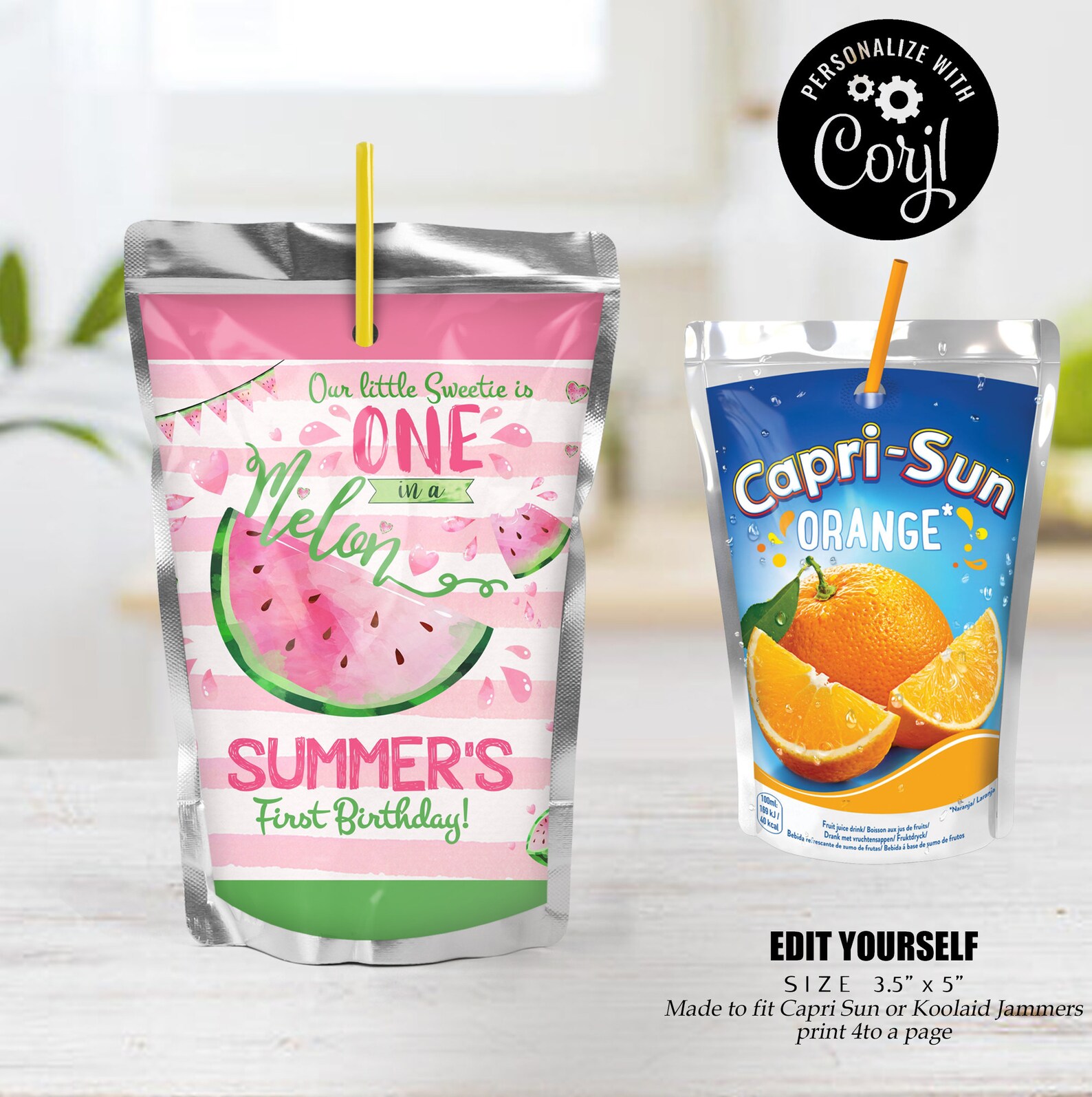 WATERMELON Caprisun Label Printable Watermelon Capri Sun Label - Etsy