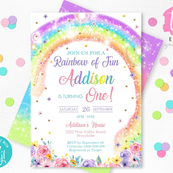 Rainbow Invitations - Etsy