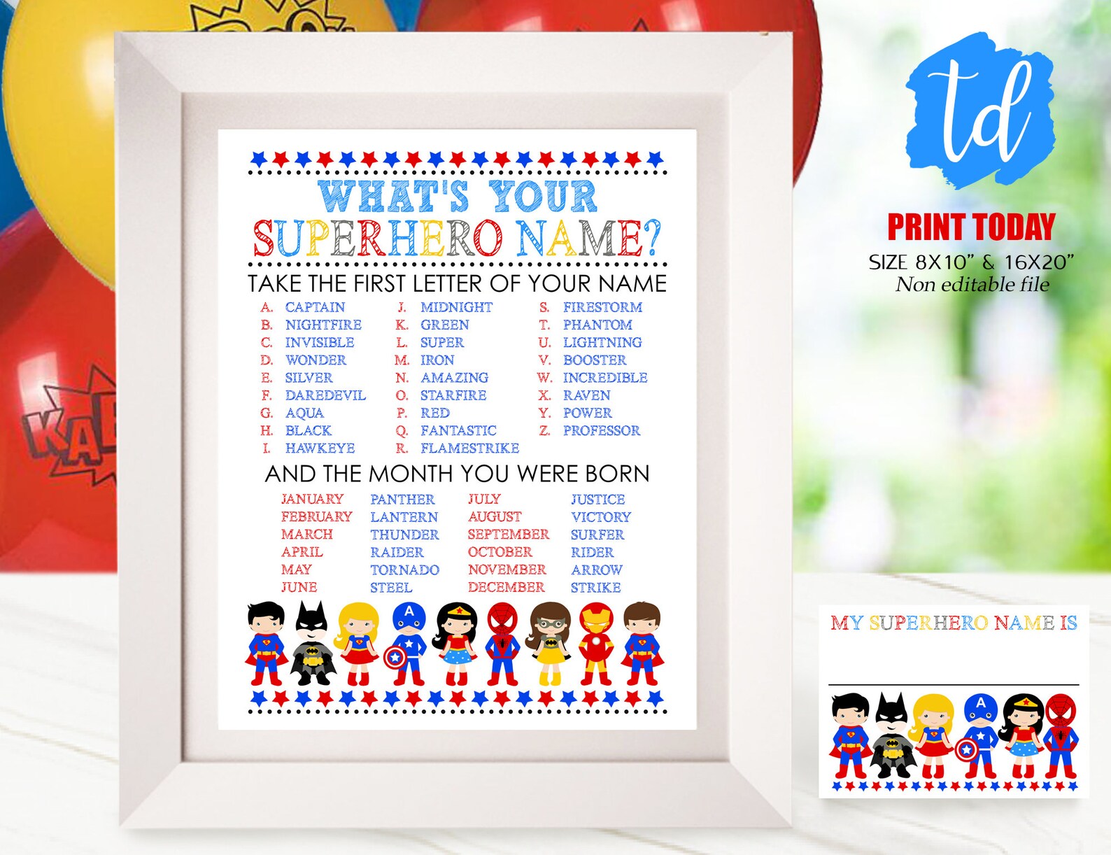SUPERHERO NAME GAME Instant Download Superhero Game Whats Your - Etsy