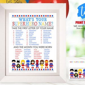 SUPERHERO NAME GAME Instant Download Superhero Game Whats Your ...