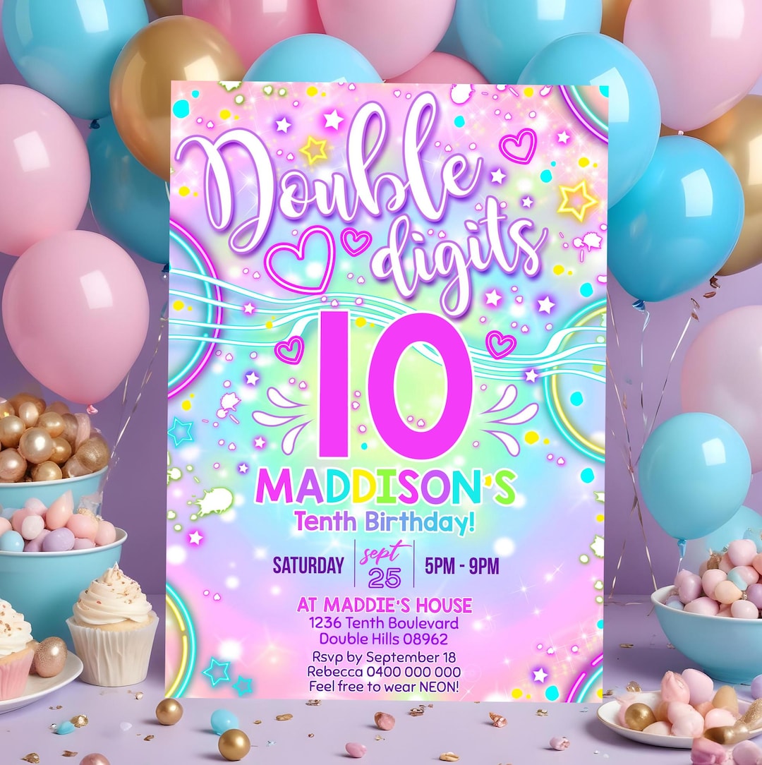 Tie Dye 10th Birthday Invitation: Editable Girl Party (digital Download ...