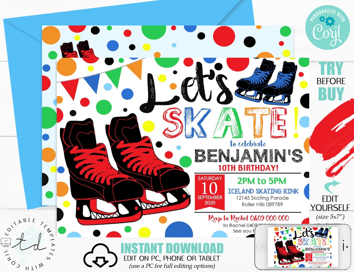 ICE SKATING INVITATION Ice Skating Party Invitation Ice Skate - Etsy