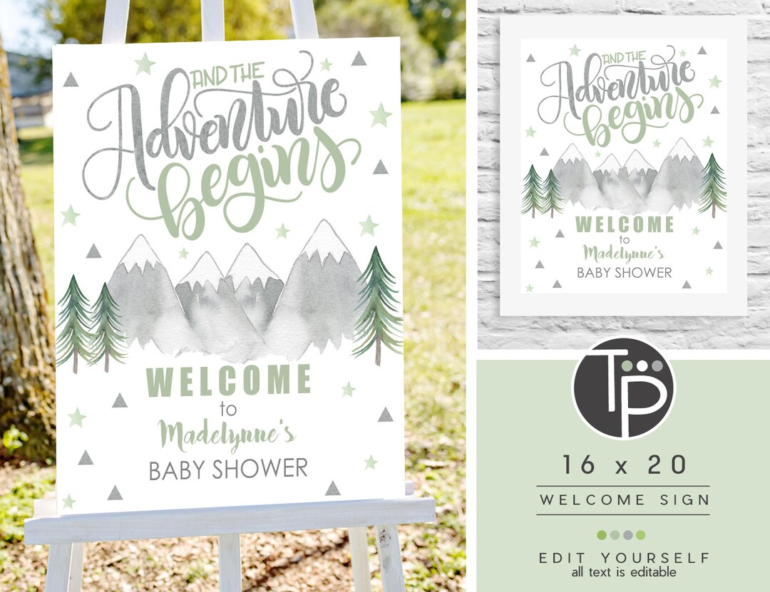 ADVENTURE WELCOME SIGN Instant Download Welcome Sign Green - Etsy