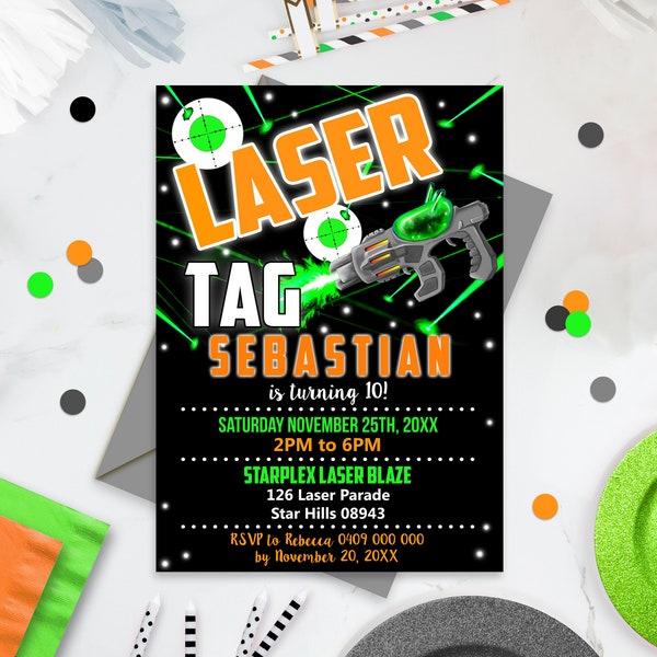 Laser Tag Invites - Etsy