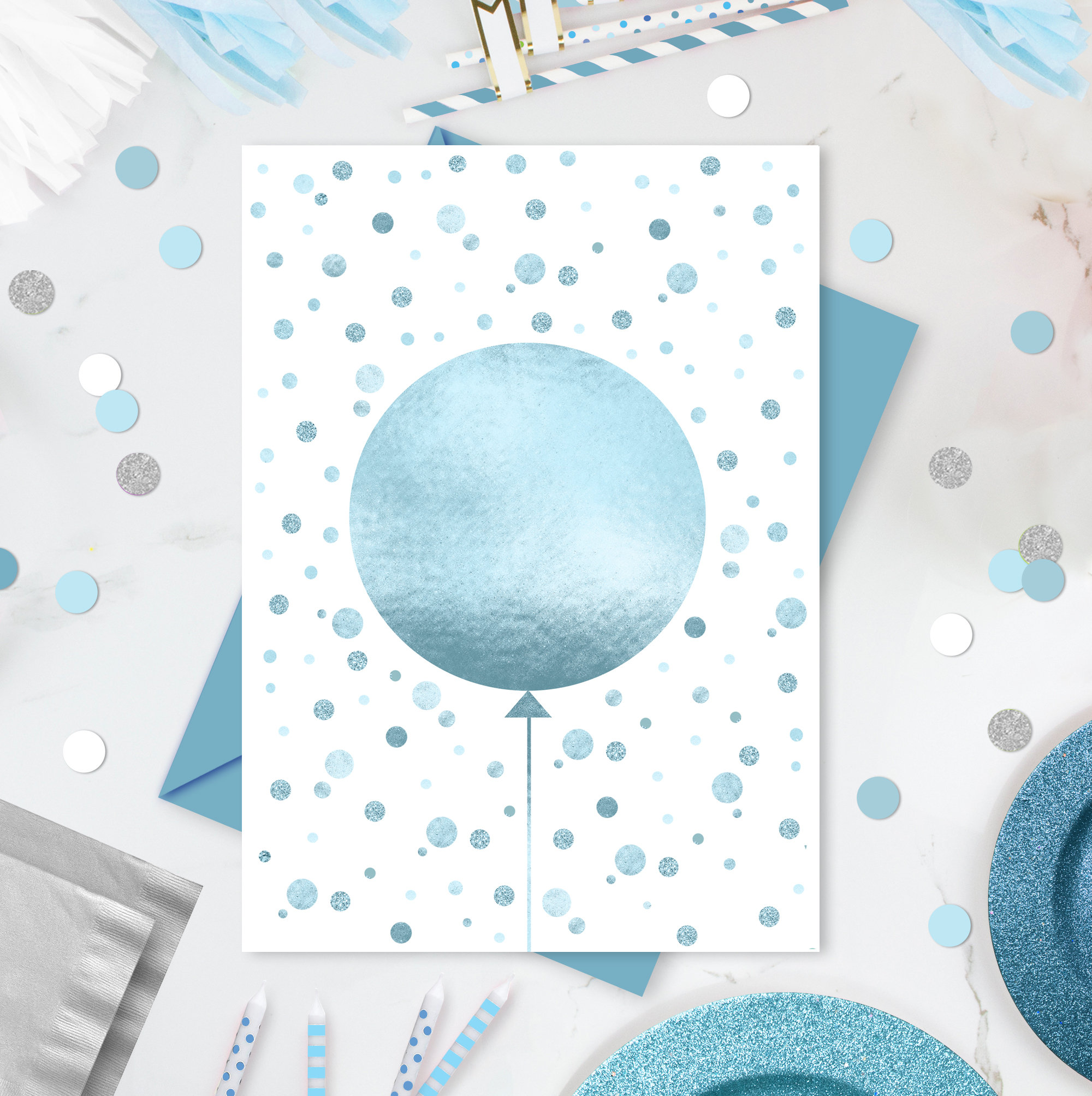 Blue BOY 1st Birthday INVITATION Instant Download Blue 1st | Etsy