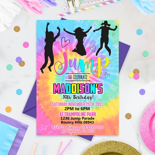 Jump Birthday Invitation Trampoline Party Invitation - Etsy