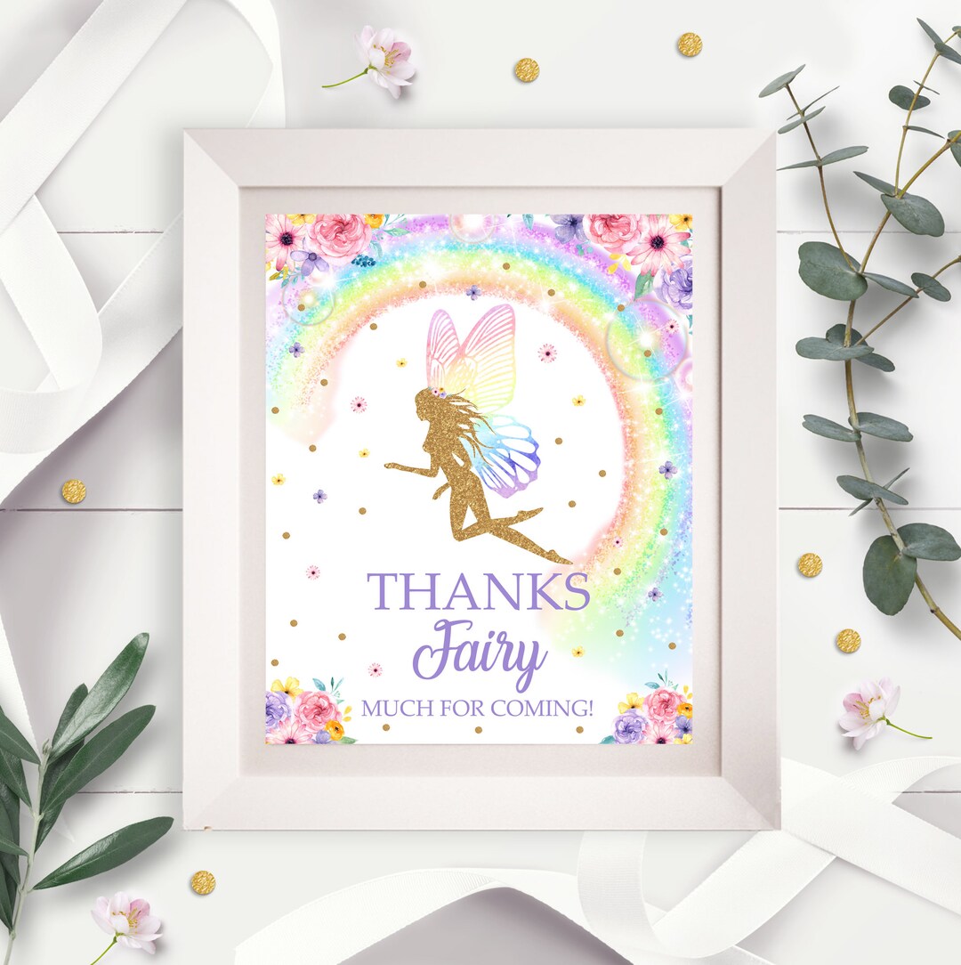 FAIRY Thank You Sign Instant Download Fairy Sign Rainbow Fairy Party ...