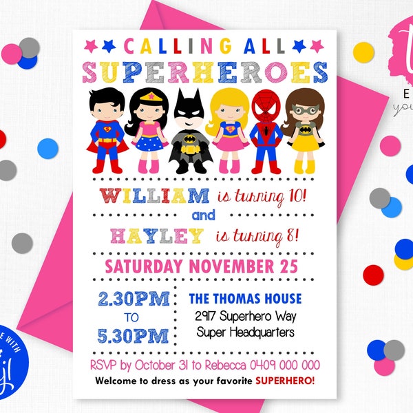 Superhero Invitation - Etsy