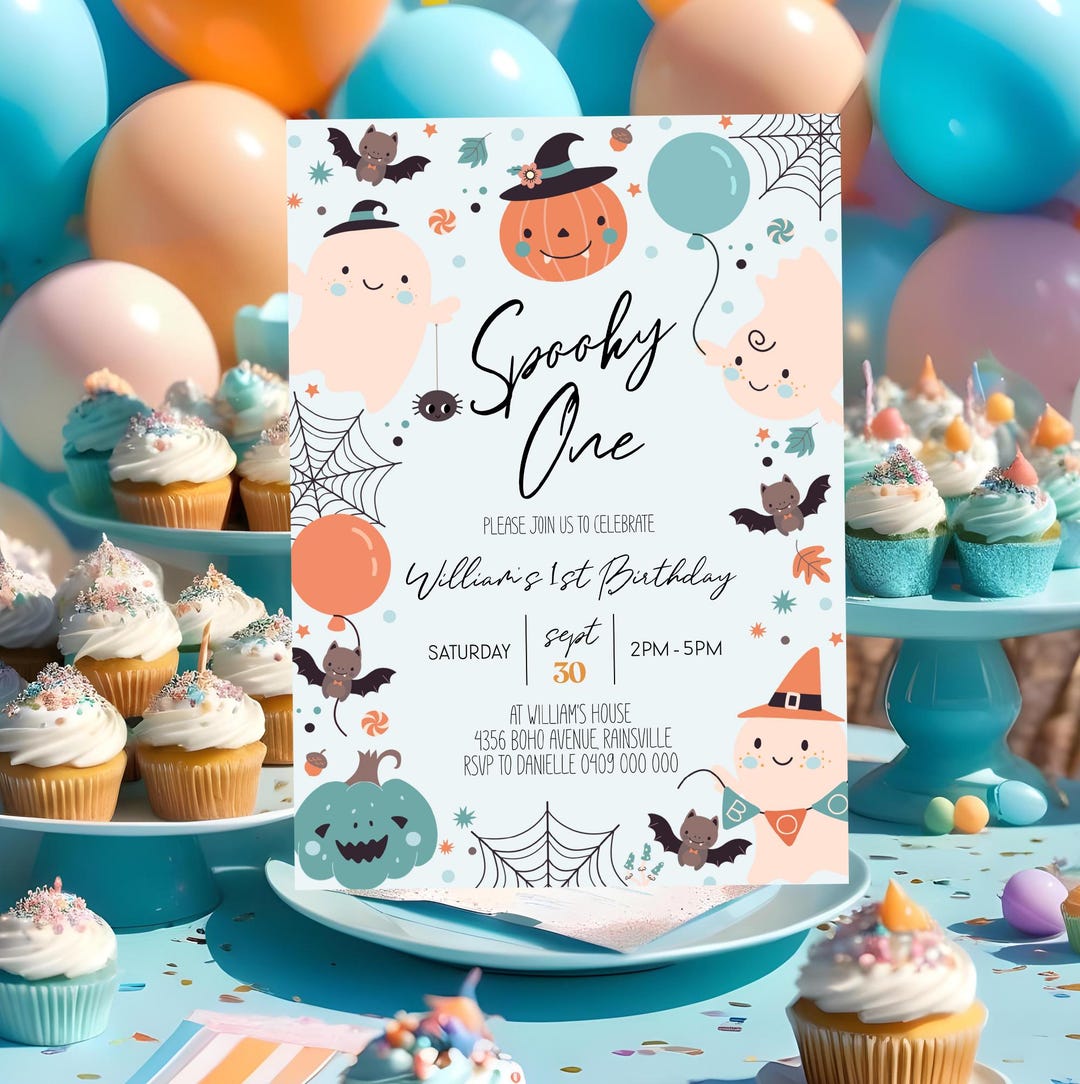 Spooky One Birthday Invitation Digital Spooky 1st Birthday Invitation ...
