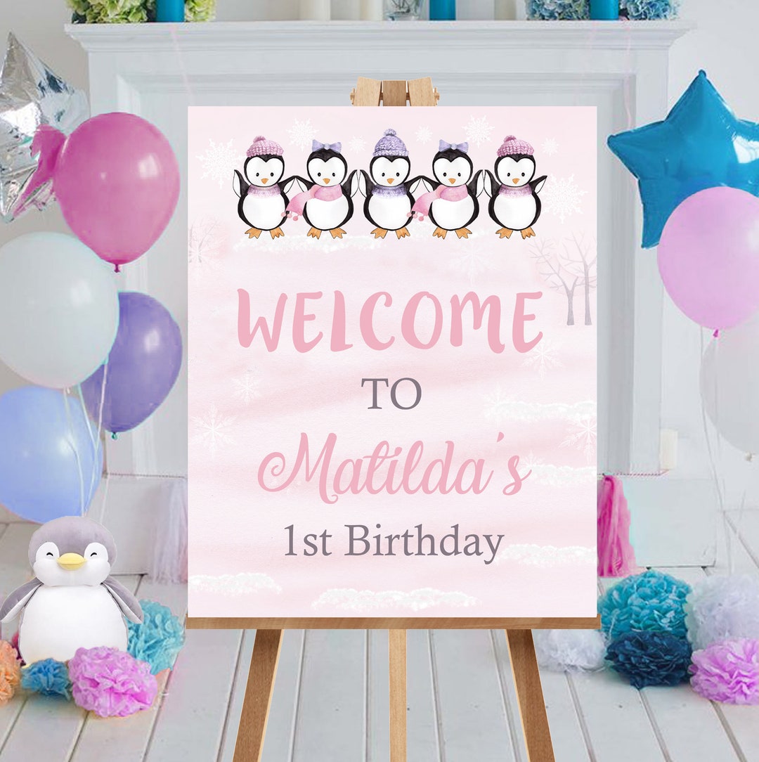 PENGUIN WELCOME Sign Instant Download Girl Penguin Welcome Sign ...