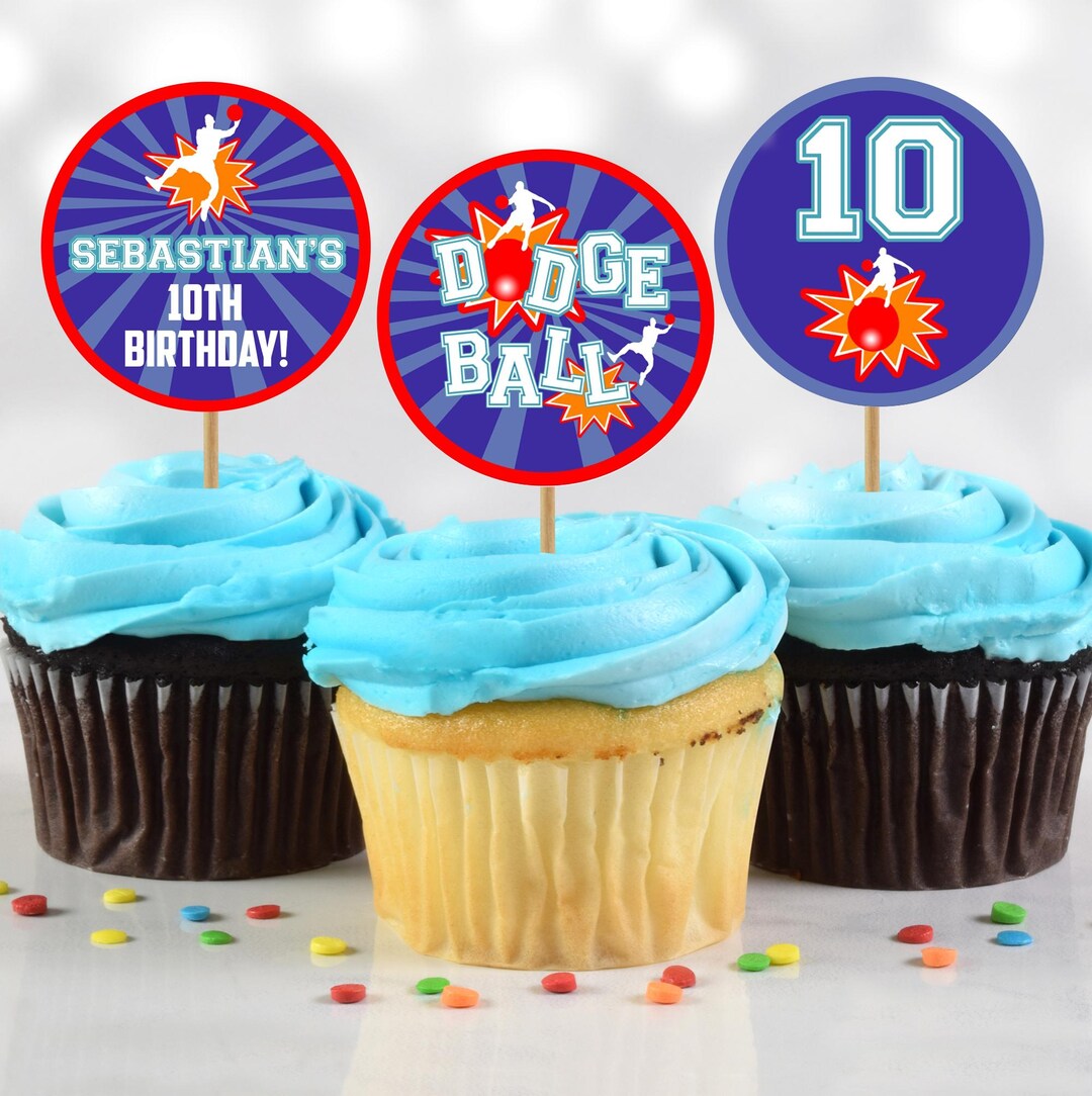 DODGEBALL CUPCAKE TOPPERS Instant Download Dodgeball Cake Topper ...