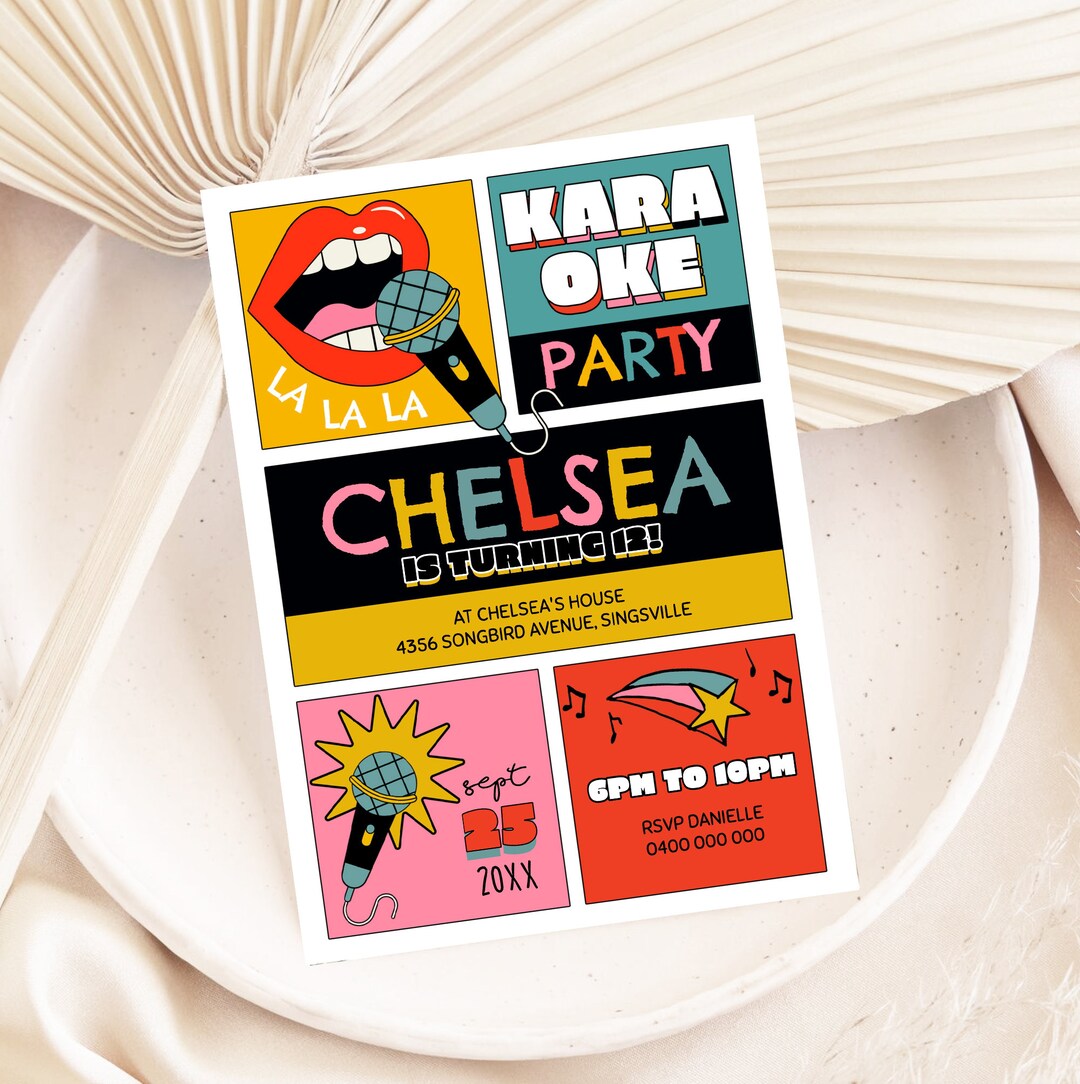 KARAOKE INVITATION Instant Download Karaoke Birthday Invitation Karaoke ...