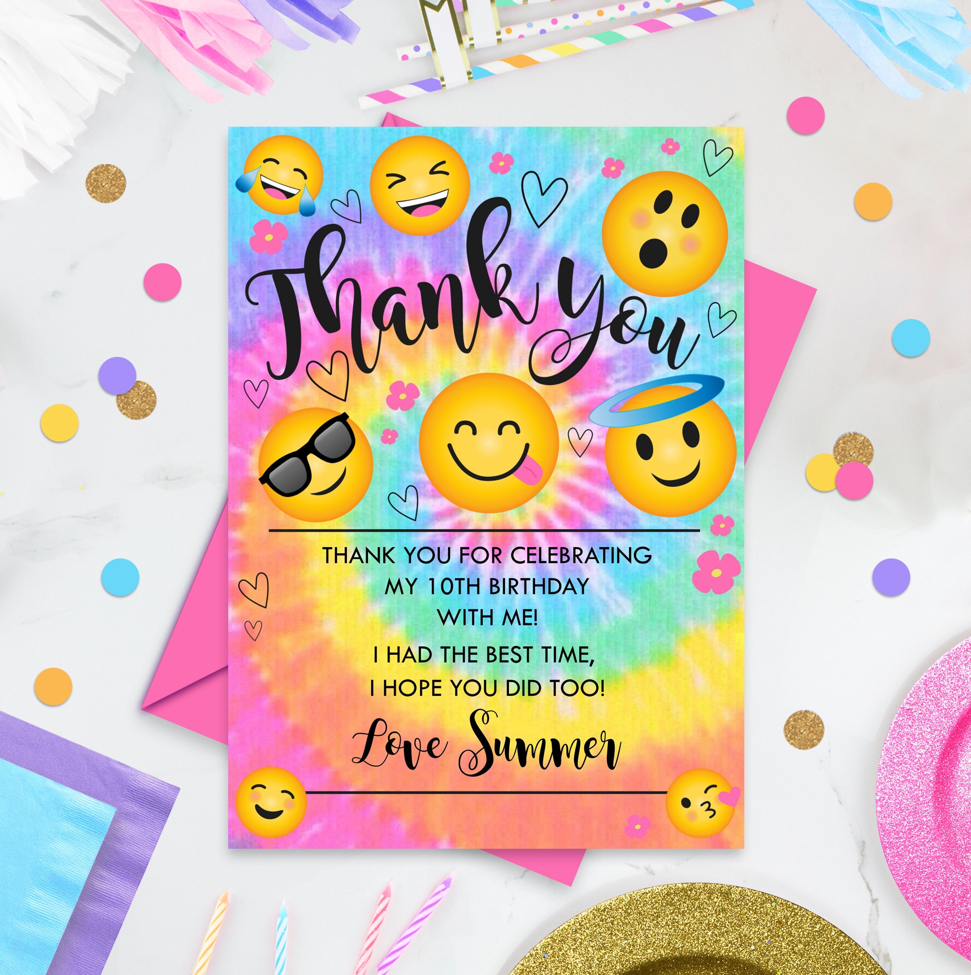 EMOJI THANK YOU Card Instant Download Emoji Invitation - Etsy Australia