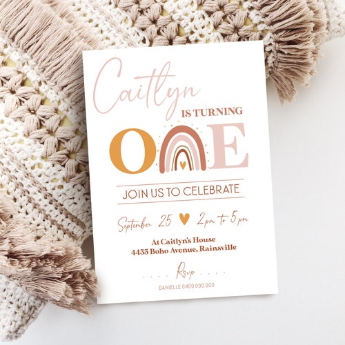 Editable Boho Rainbow Birthday Invitation Rainbow Invitation - Etsy