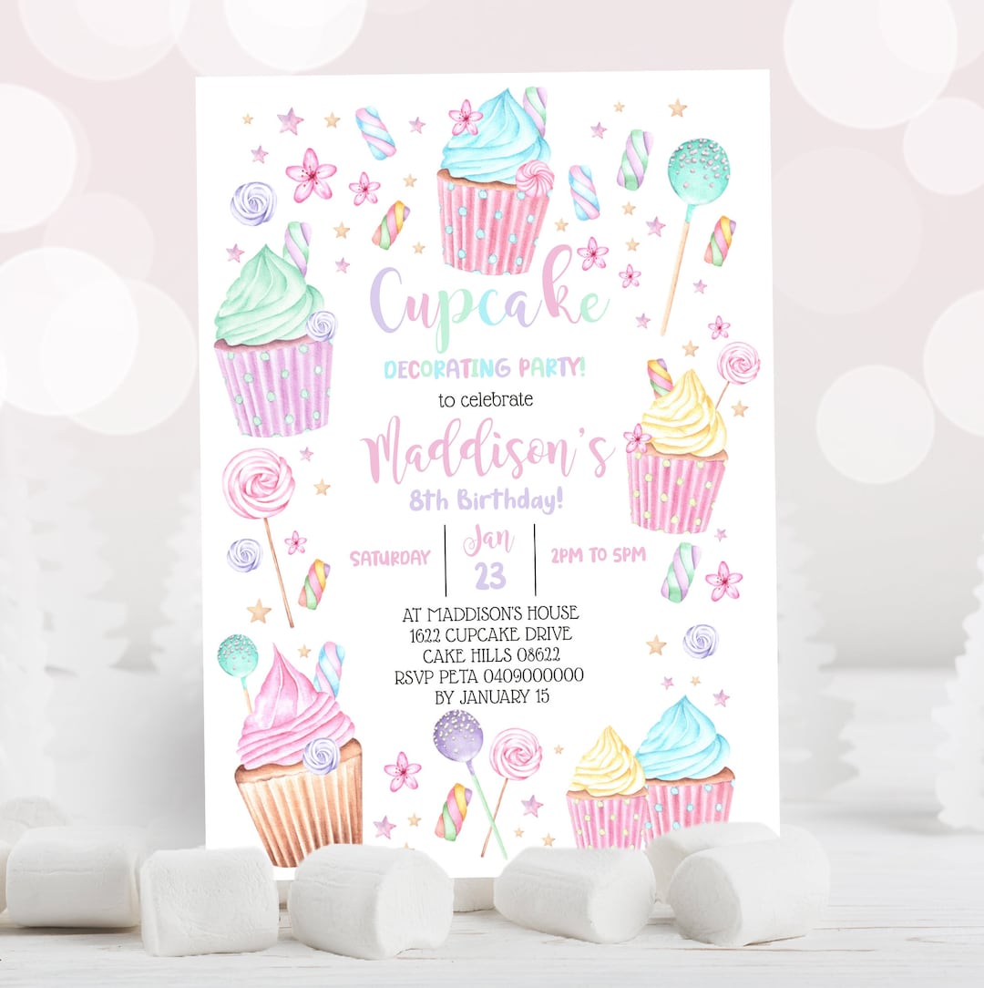 Cupcake Decorating Party Invitation Cupcake Invitation Cupcake ...