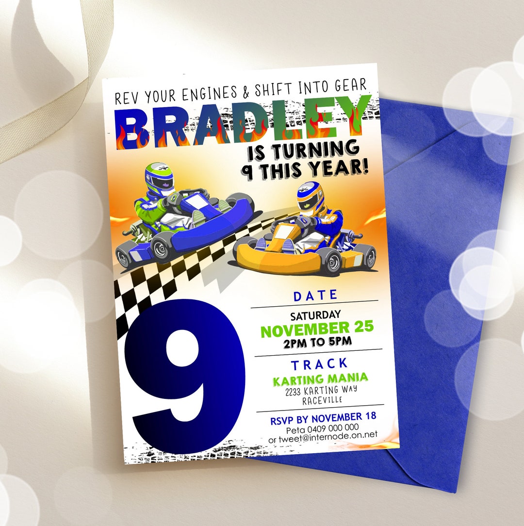 Go Kart Invitation INSTANT DOWNLOAD Race Kart Invitation Editable Go ...