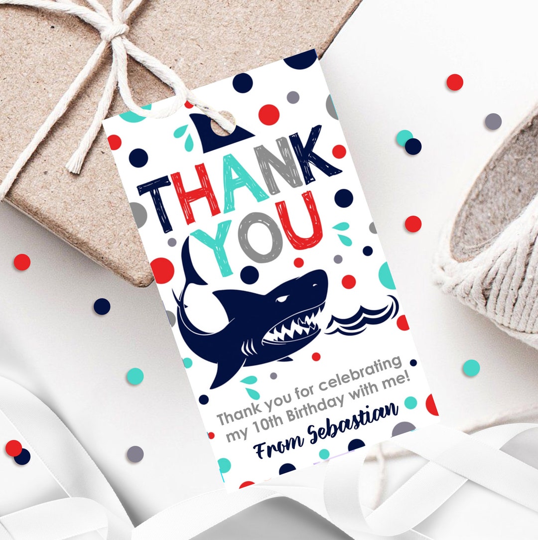 SHARK FAVOR Tag Editable Shark Favor Tags Printable Shark Pool Party ...