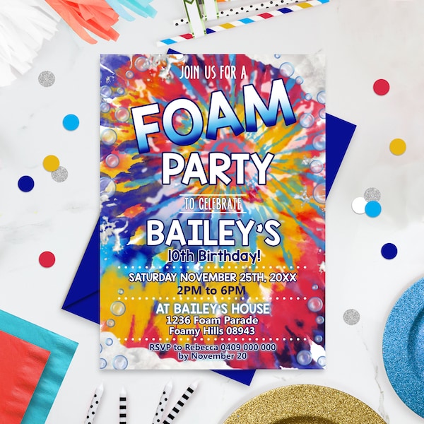 Glow Foam Party Invitation - Etsy