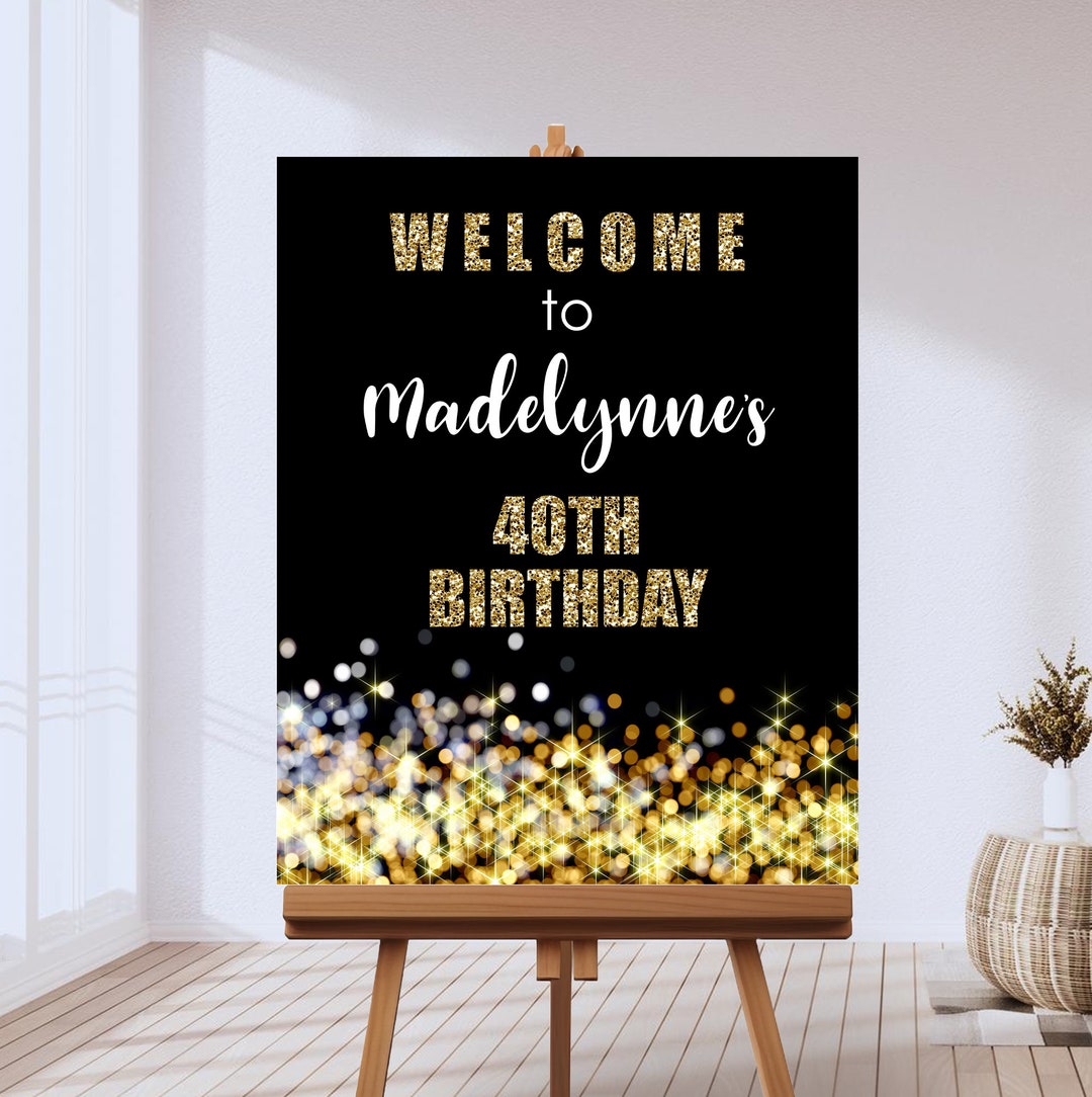 Gold WELCOME Sign Instant Download Gold Confetti Sign Editable Black ...