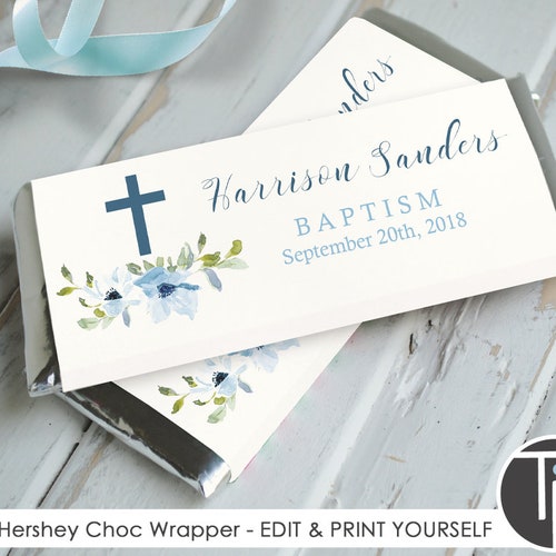 Boy BAPTISM Candy Wrapper Baptism Favors Hershey Bar Wrapper - Etsy