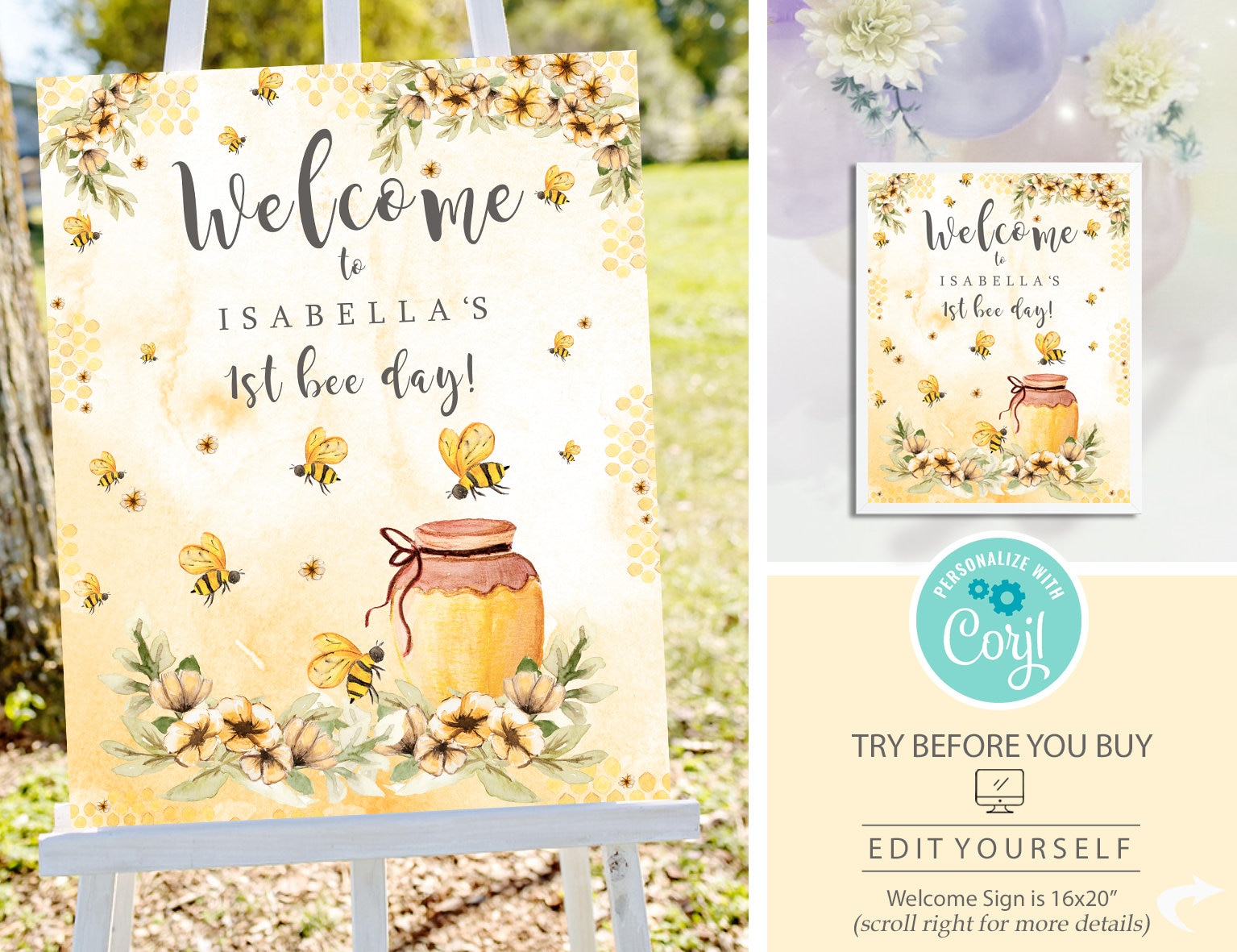 BEE WELCOME SIGN Instant Download Welcome Sign Bee Baby Shower - Etsy