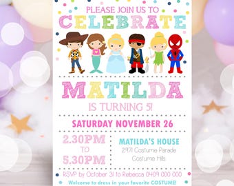 Editable Dress up Costume Birthday Party Invitation Instant Template ...