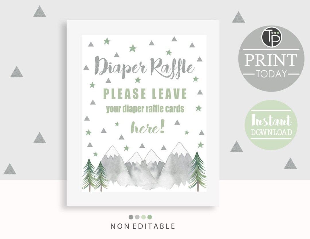 DIAPER SIGN ADVENTURE, Instant Download Signs, Diaper Raffle Sign ...