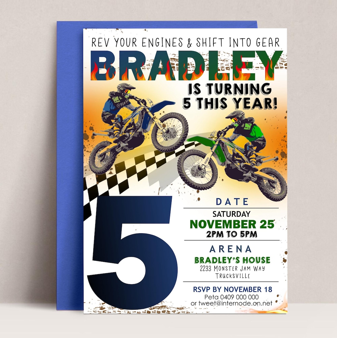 MOTORBIKE Invitation INSTANT DOWNLOAD Dirt Bike Invitation Editable ...