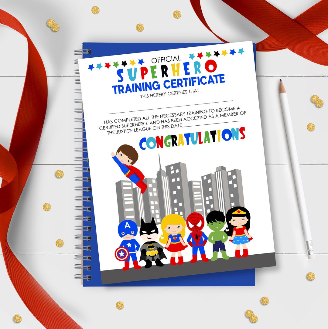SUPERHERO Training Certificate Superhero Certificate Superhero Party ...