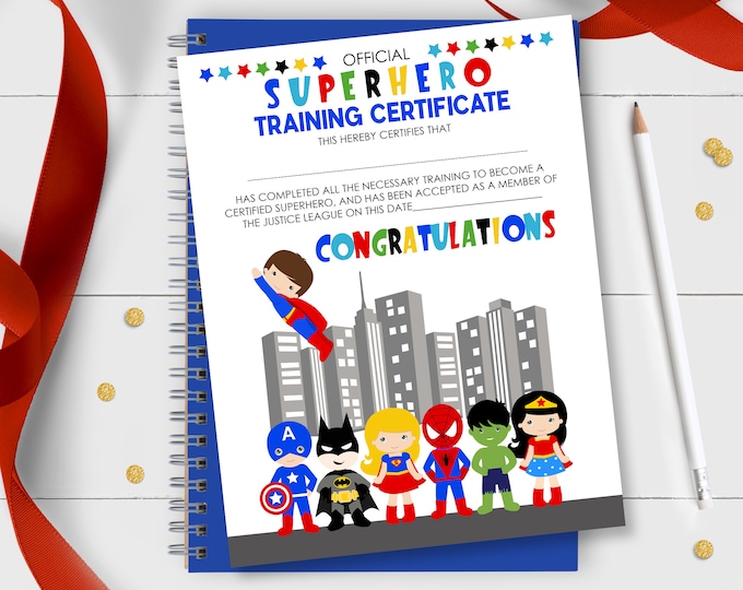 SUPERHERO CERTIFICATE Instant PRINTABLE - Download and Print This ...