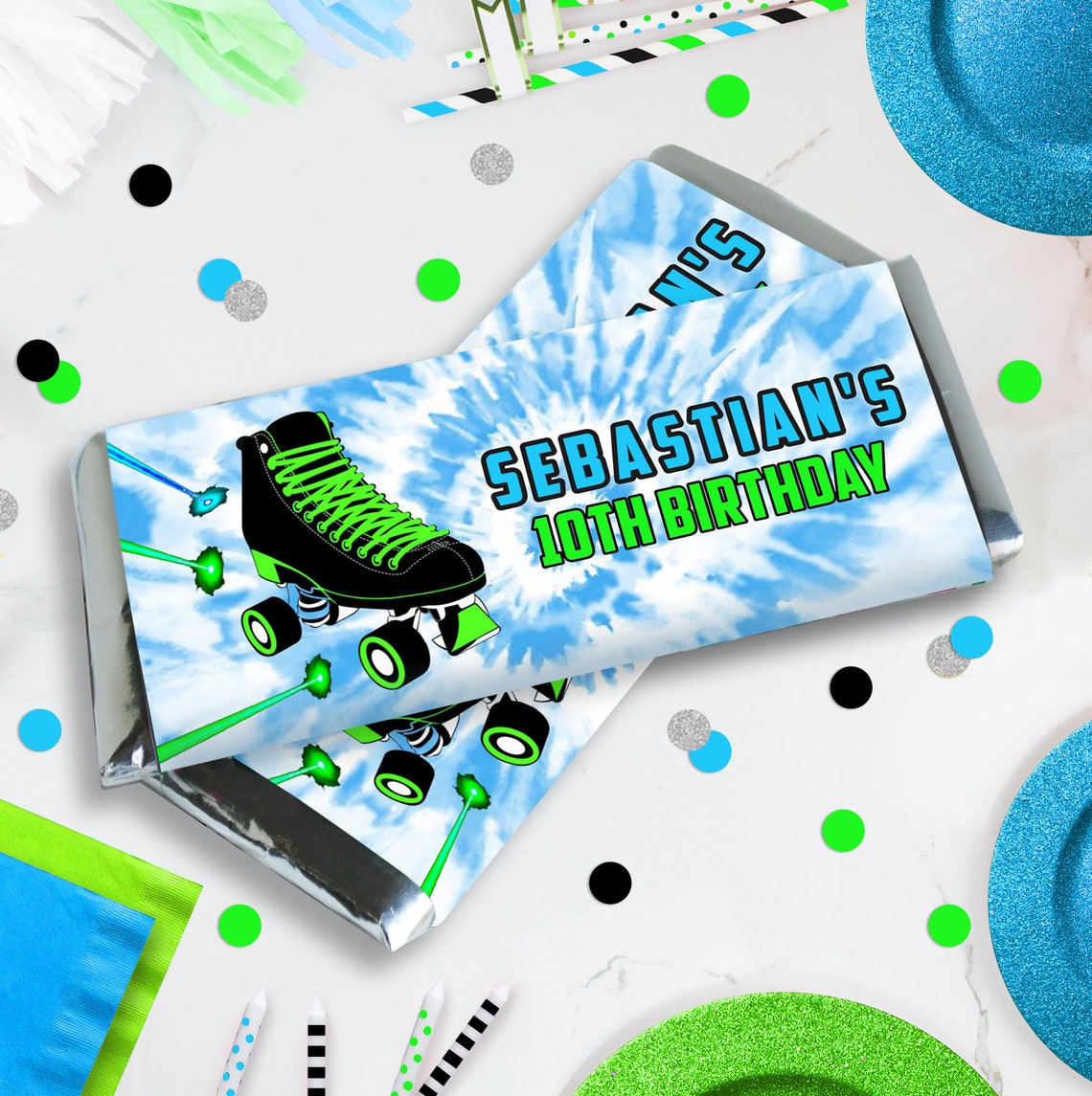 ROLLER SKATE PARTY Package Instant Download Blue Tie Dye - Etsy