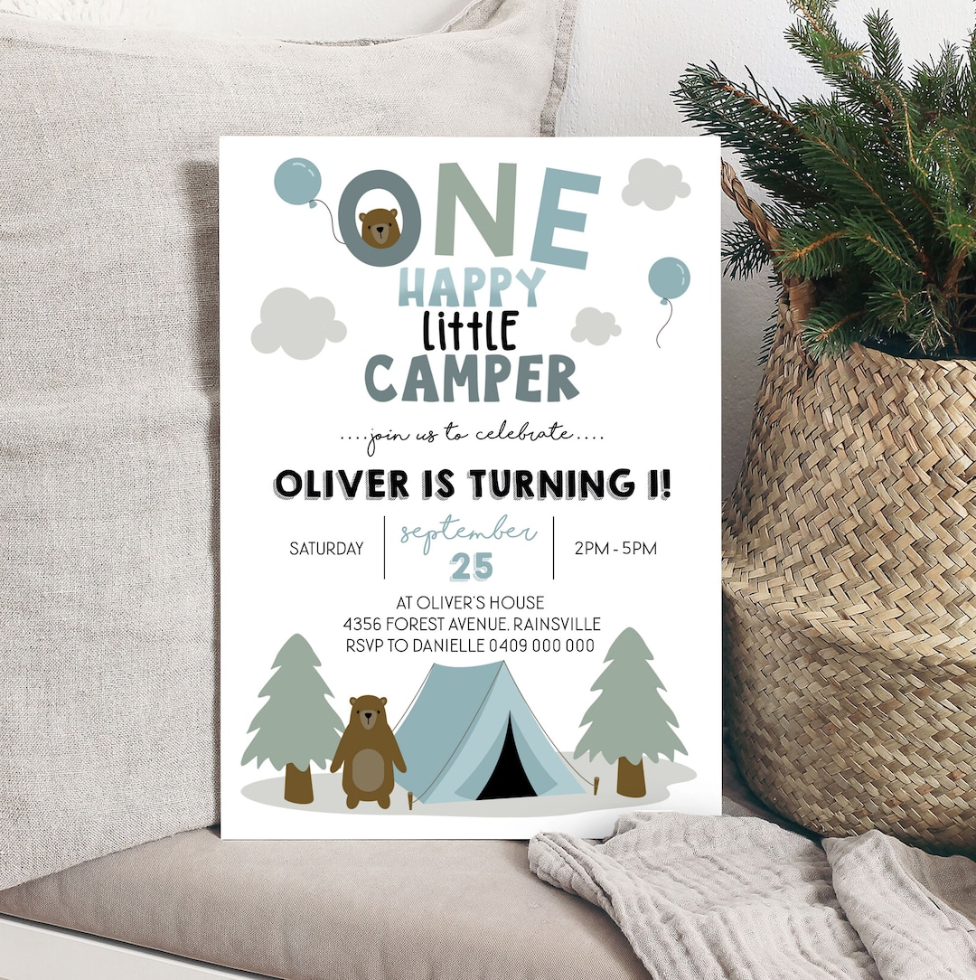 One Happy Little Camper Invitation Editable Camp Party Invitation ...