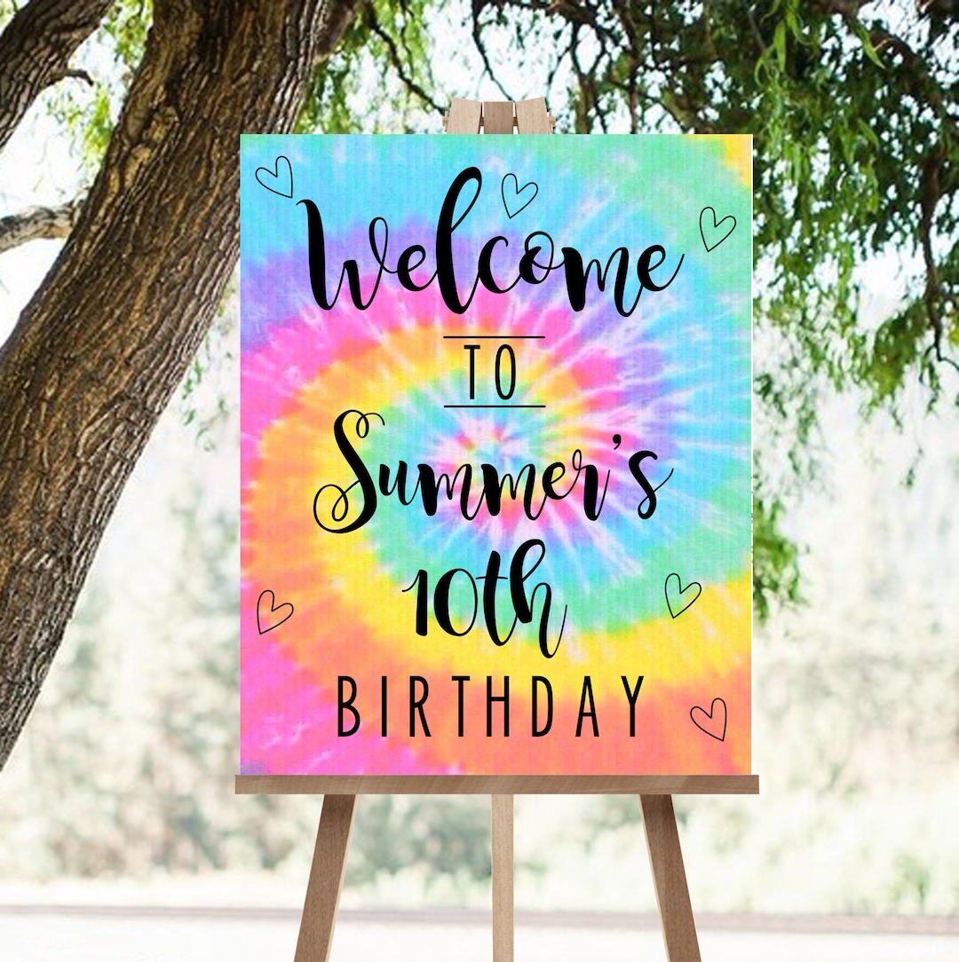 TIE DYE WELCOME Sign Instant Download Welcome Sign Rainbow Tie Dye ...