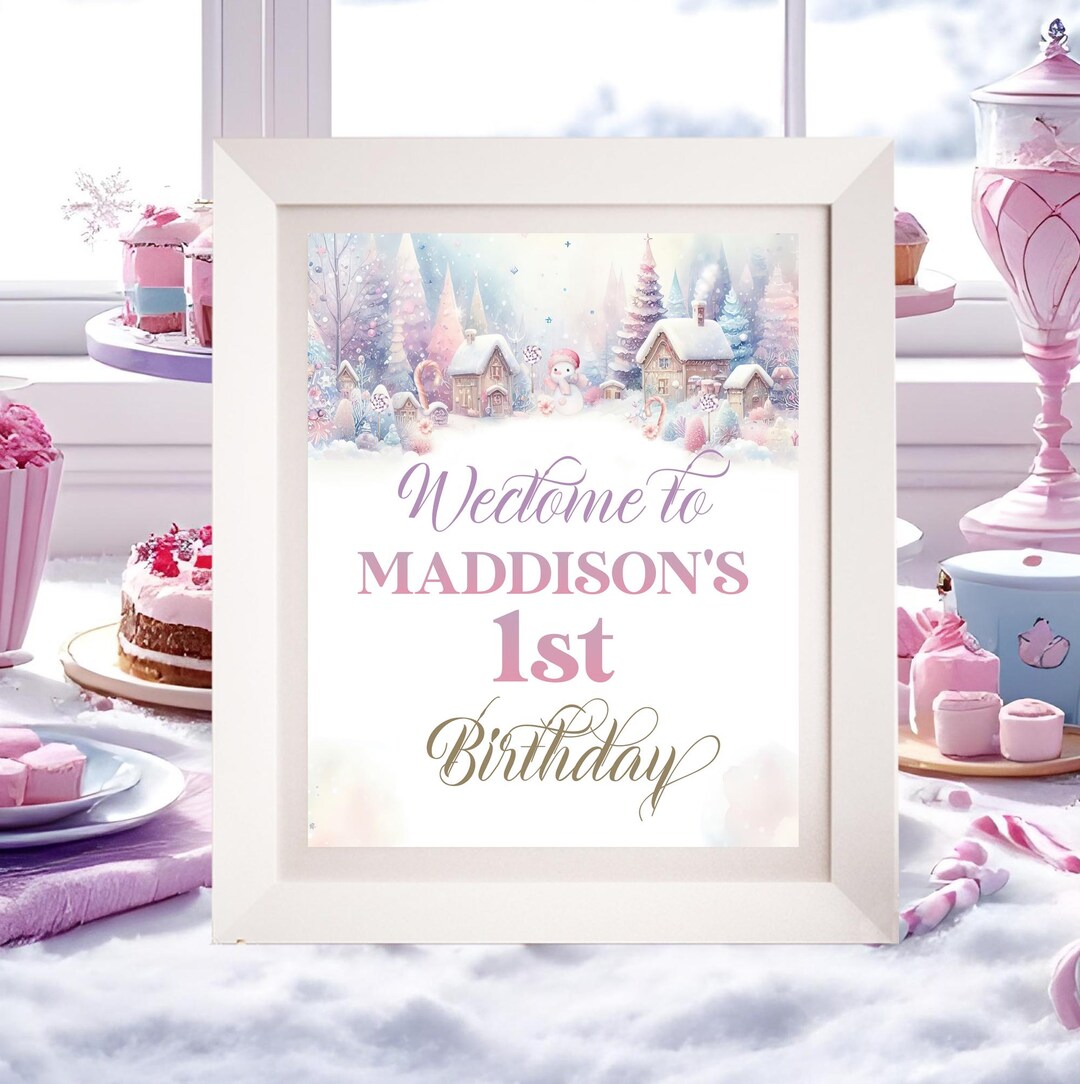 WINTER Party Sign Corjl Winter Onederland Decorations Winter Wonderland ...