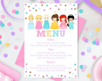 Princess Party Menu - Etsy