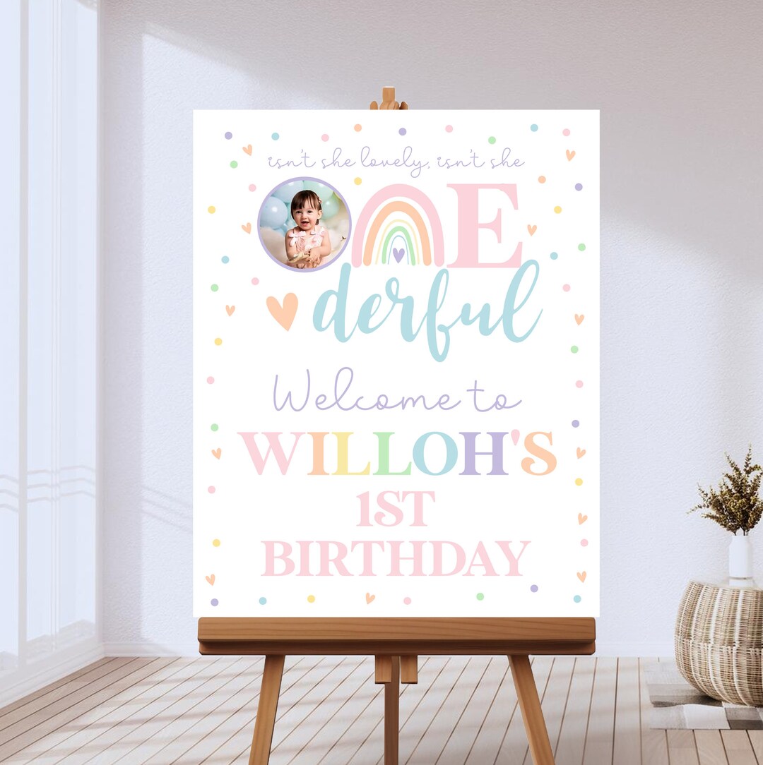 RAINBOW WELCOME Sign Isn't She Lovely Isn't She Onederful Sign Editable ...