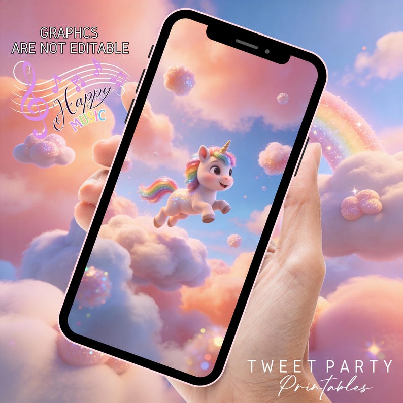 Unicorn First Birthday Video Photo Invitation: Animated Rainbow Pony ...
