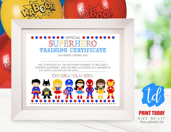 Superhero Training Certificate Completion Template Hero Certificate