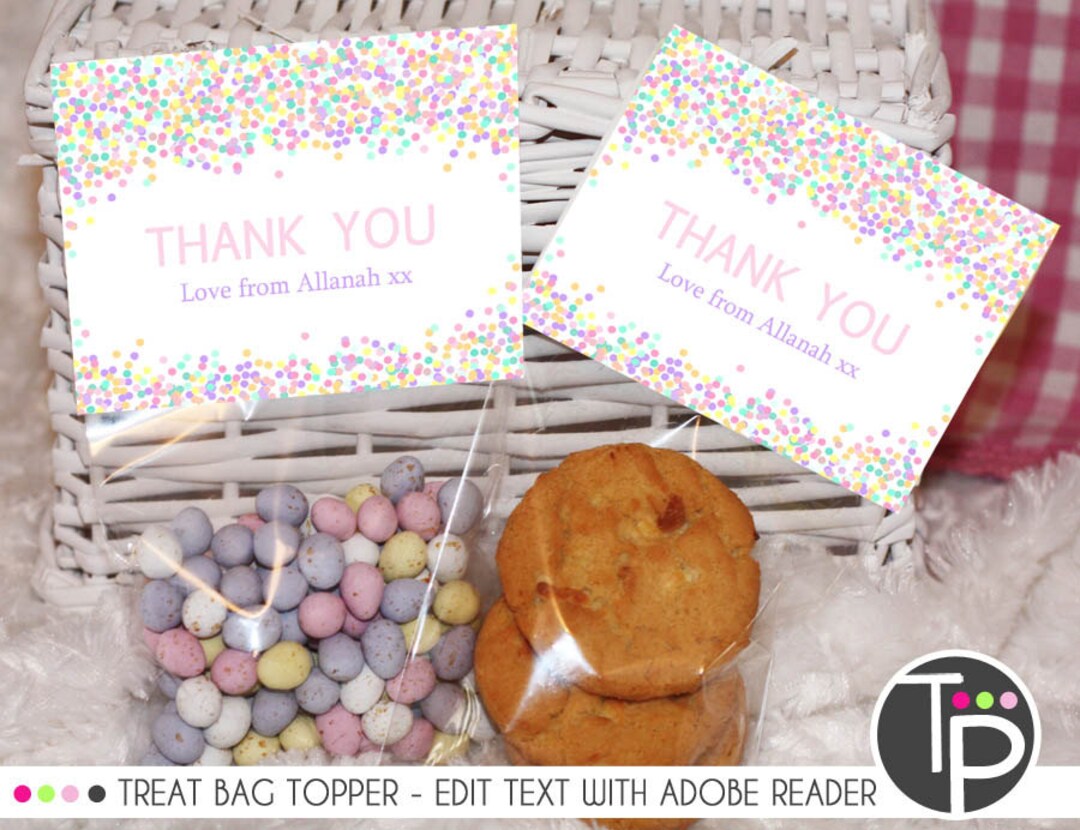 TREAT BAG TOPPER, Confetti Treat Bag Topper, Loot Bag Topper, Cookie ...