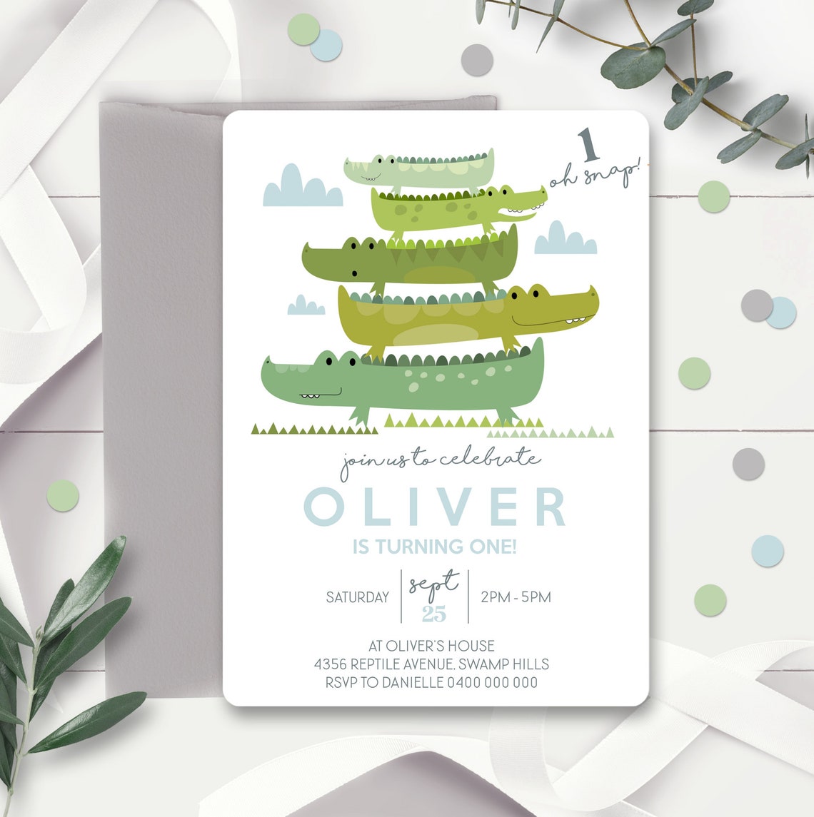 CROCODILE INVITATION REPTILE Invitation Wild One Boy First - Etsy
