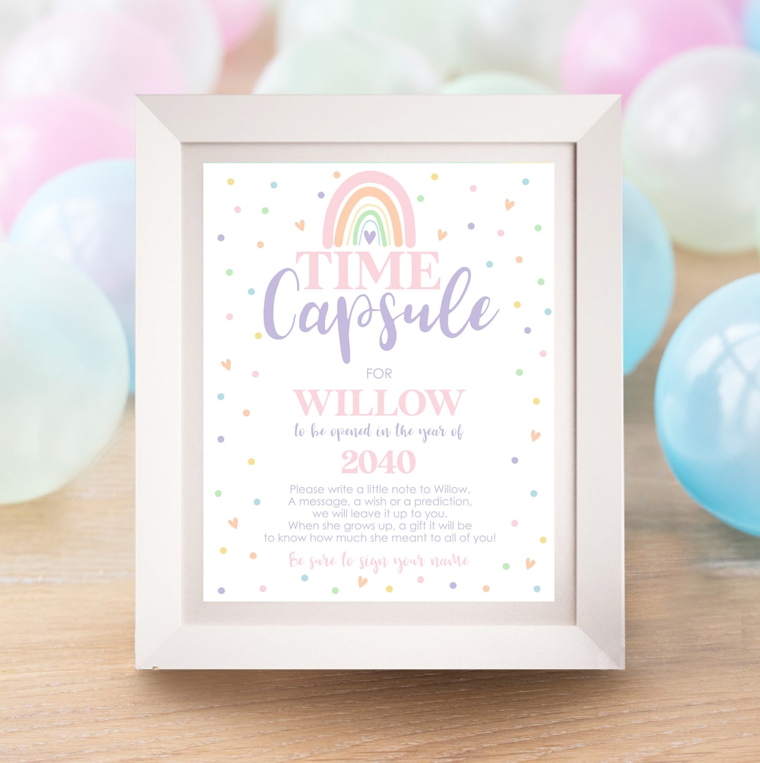 Editable Rainbow Time Capsule Pastel Rainbow 1st Birthday Printable ...