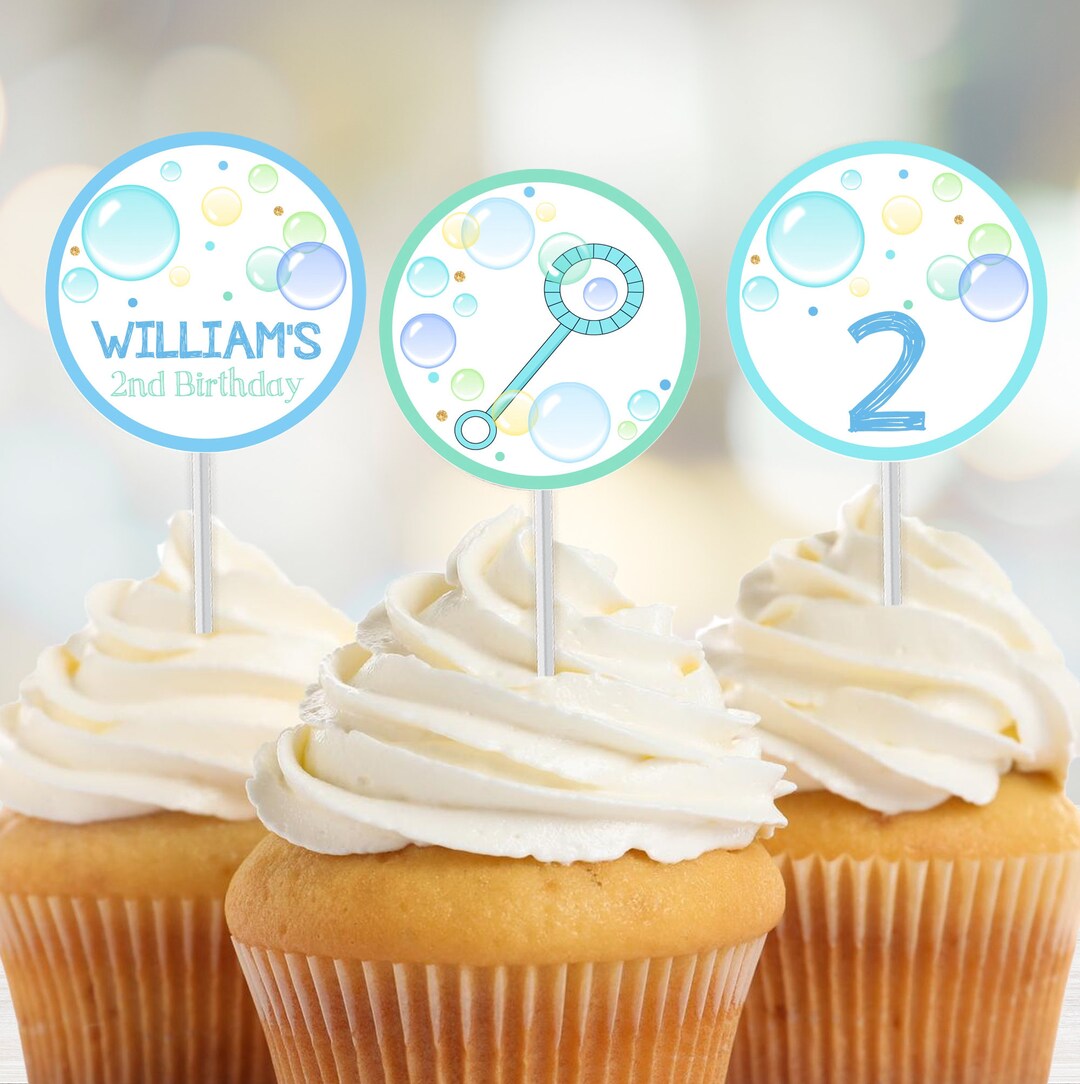 Bubbles Cupcake Toppers Instant Download Bubbles Cupcake Toppers ...
