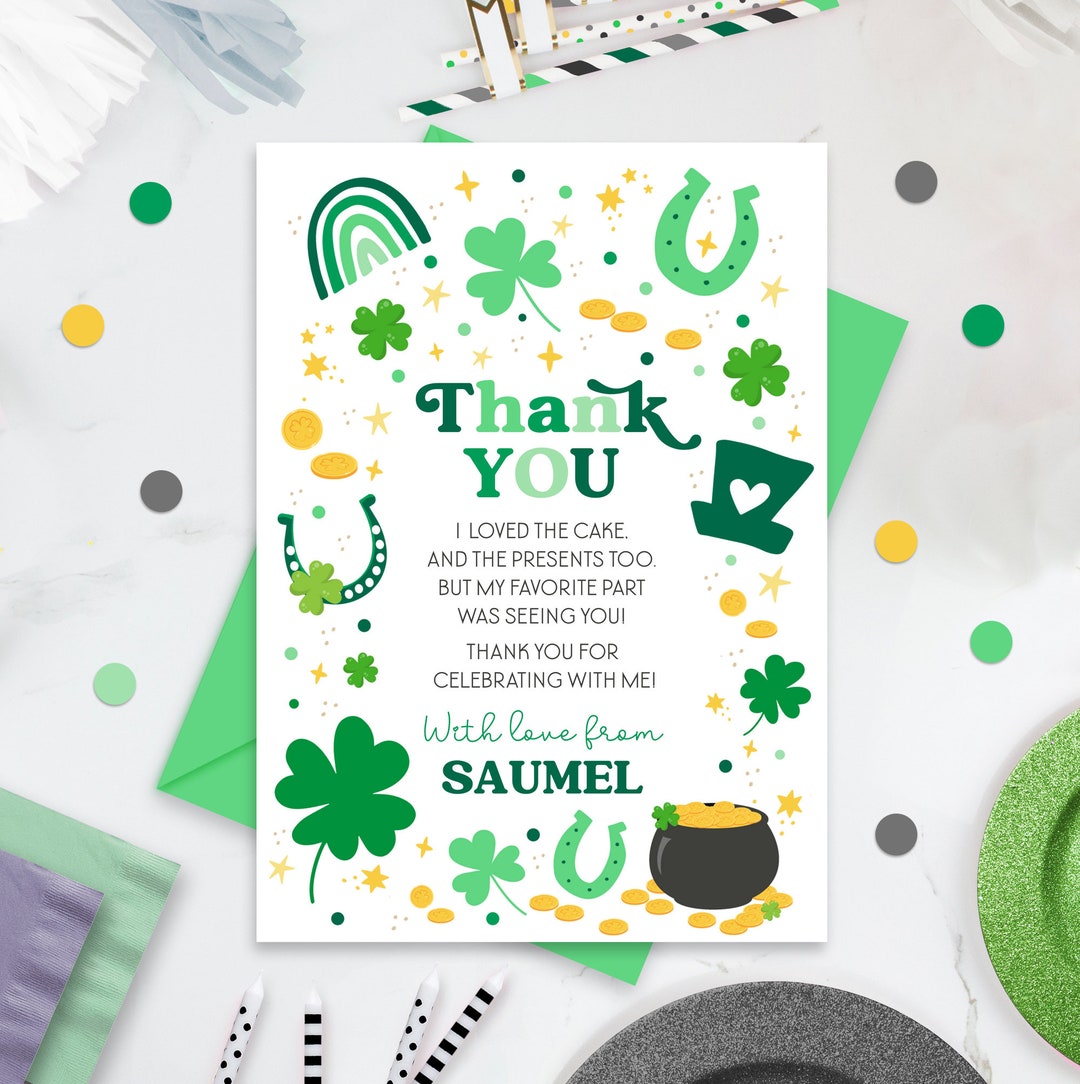 Tarjeta de agradecimiento de cumpleaños del Día de San Patricio SAINT ...