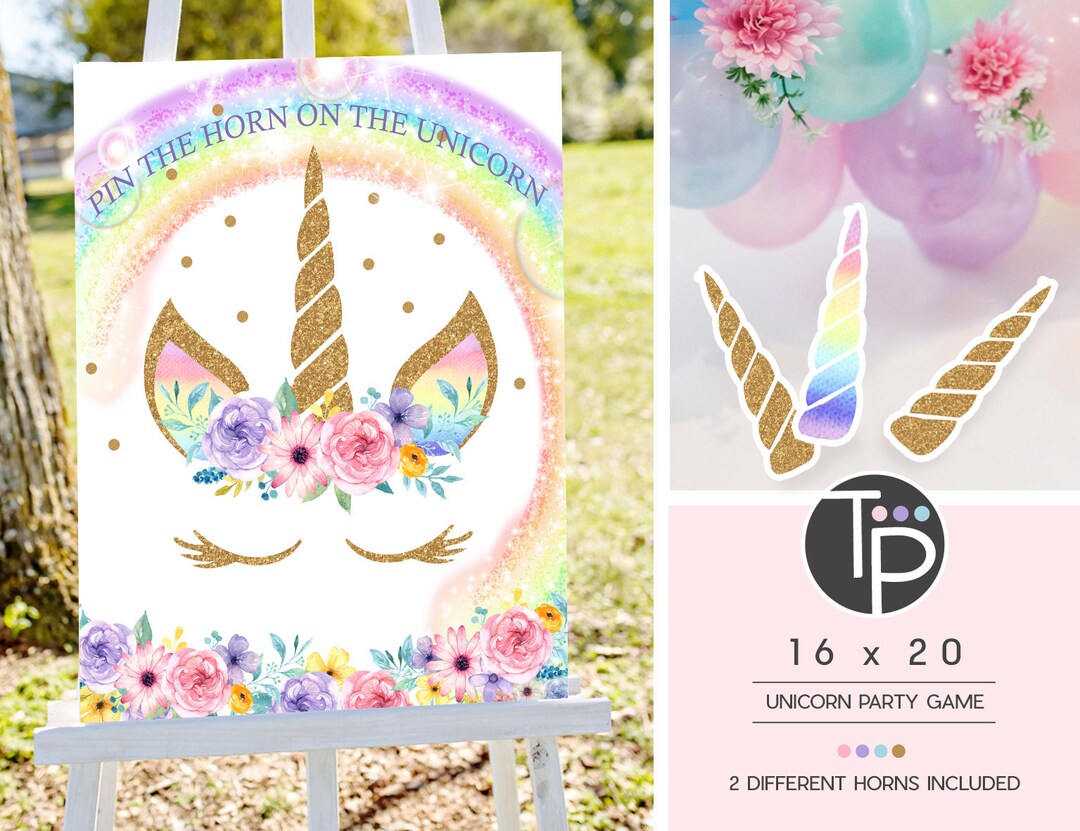 Pin the Horn on the Unicorn Party Game: 16x20 Printable (digital ...