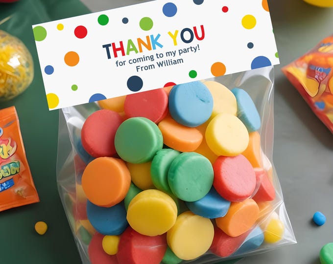 Printable Happy Birthday Treat Bag Toppers Rainbow Confetti Birthday ...