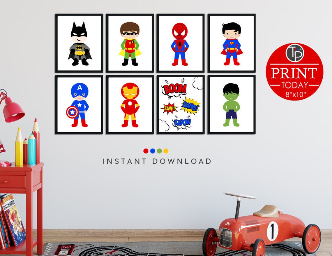 SUPERHERO PRINTS Superhero Wall Art Instant Download Superhero - Etsy