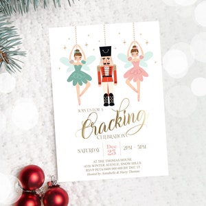 Editable NUTCRACKER CHRISTMAS INVITATION Nutcracker Holiday Party Invitations Corjl Cracking ...