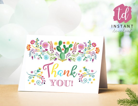 FIESTA THANK YOU Card Fiesta Folding Thank You Card Mexican | Etsy