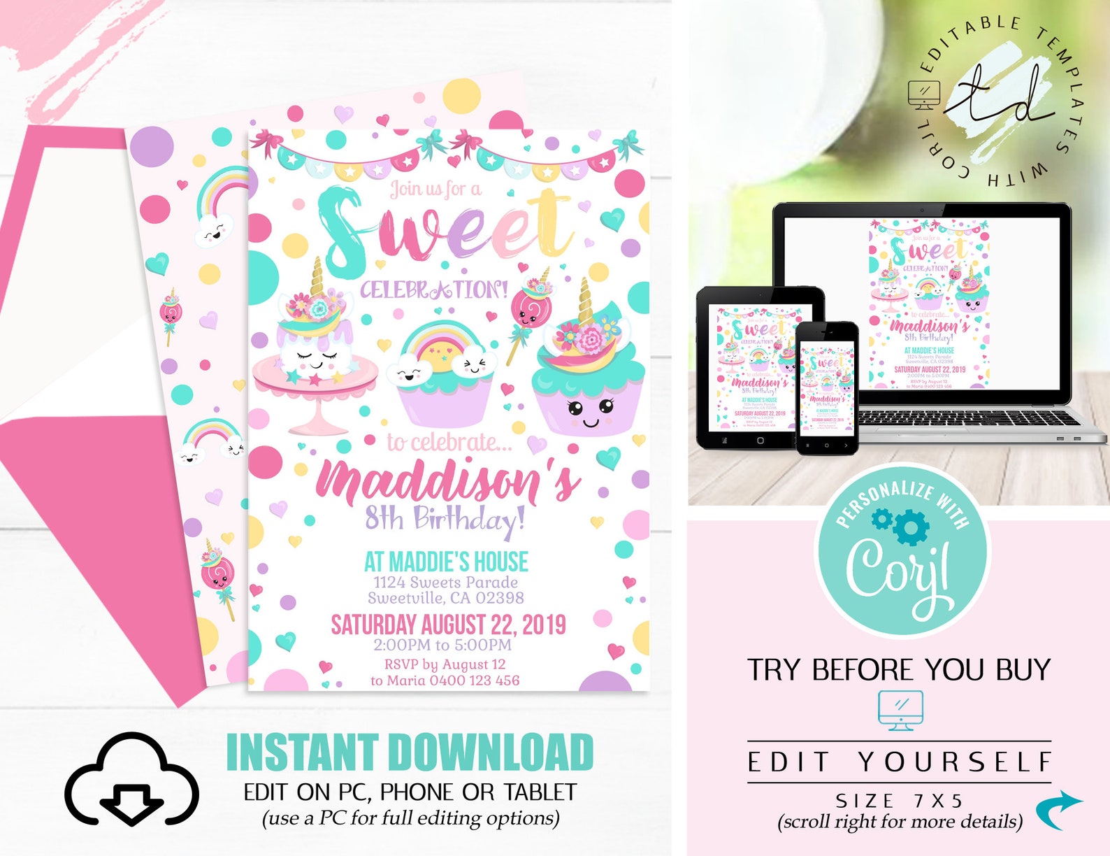 SWEET CELEBRATION INVITATION Sweets Party Invitation Candy | Etsy