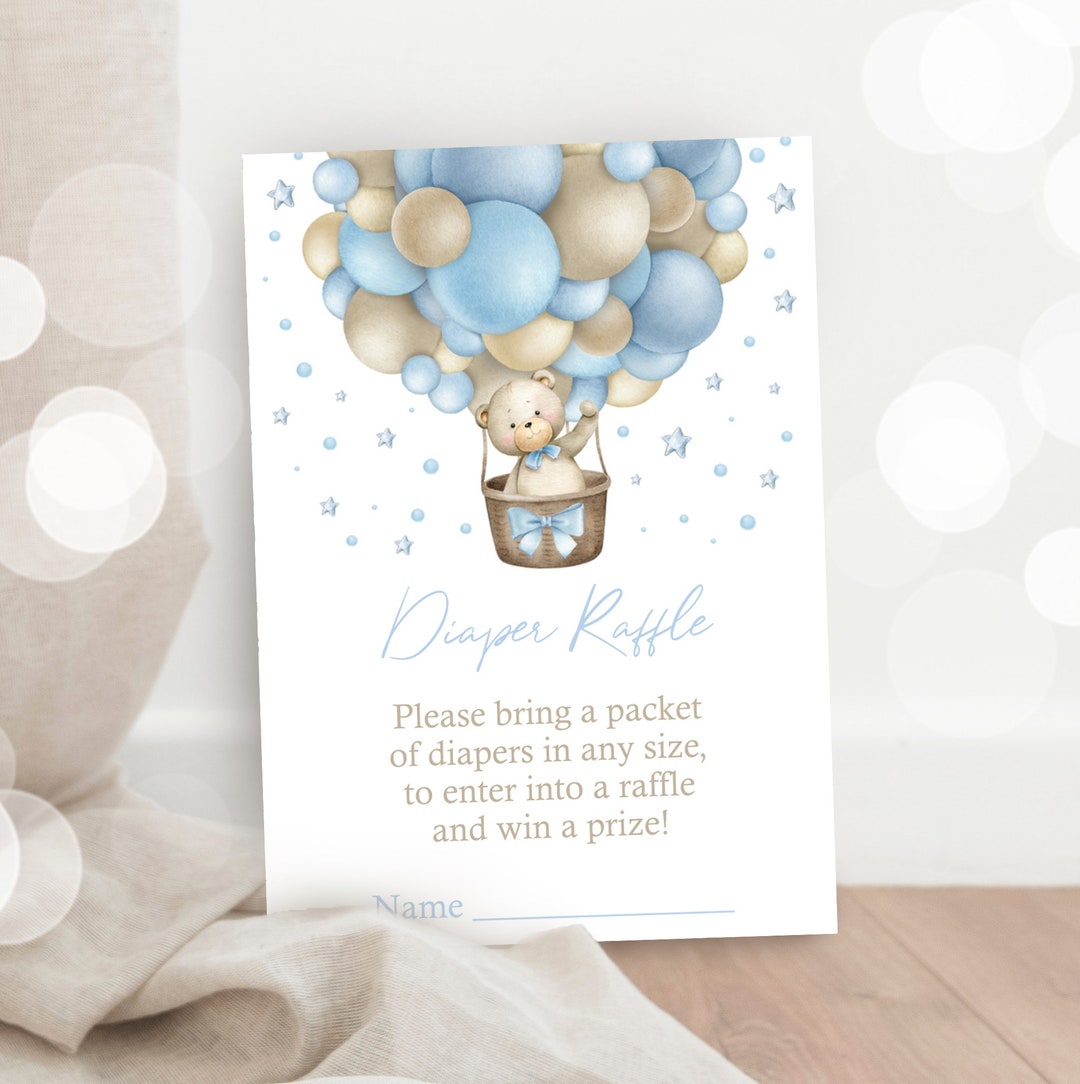 Editable TEDDY BEAR RAFFLE Card Instant Download Bear Diaper Raffle ...
